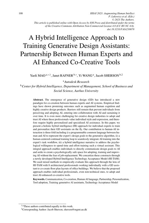 Pdf A Hybrid Intelligence Approach To Training Generative Design