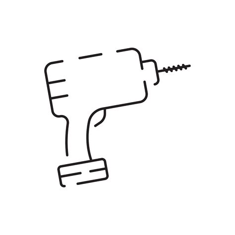 Construction Tools Outline Icon Cordless Drill Vector Simple Thin Line Icon Collection
