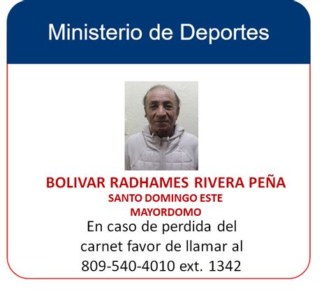 Bolivar Radames Rivera PeÑa Ministerio De Deportes Y Recreación Miderec
