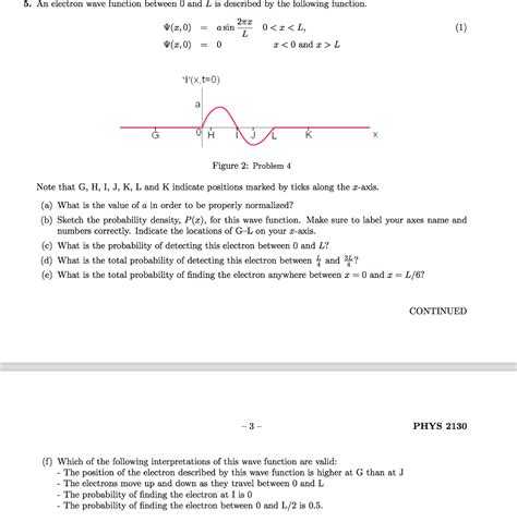 Solved An Electron Wave Function Between 0 And L Is