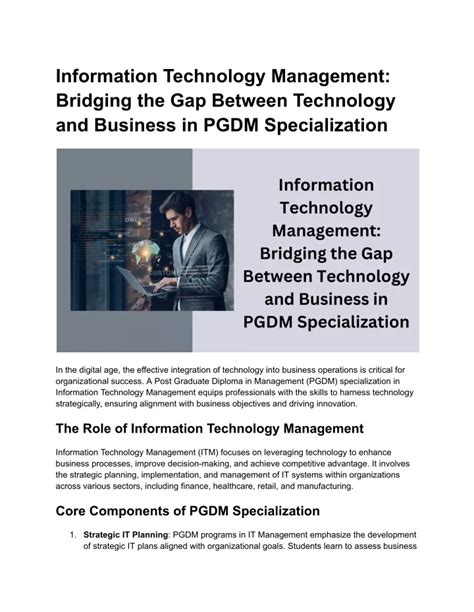 Ppt Information Technology Management Bridging The Gap Between