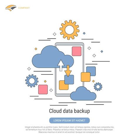 Premium Vector Cloud Data Backup Flat Contour Style Vector Concept