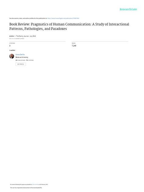 Pragmaticof Human Communication Pdf Communication Semantics