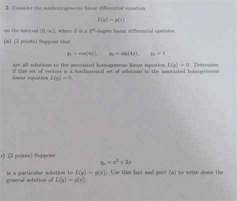 Solved 2 Consider The Nonhomogeneous Linear Differential