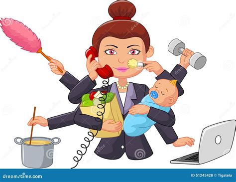 Cartoon Multitasking Housewife Stock Vector Image 51245428