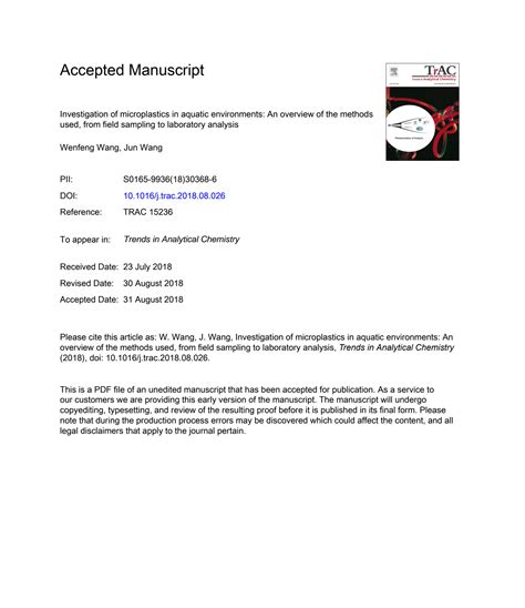 Solution Investigation Of Microplastics In Aquatic Environments An