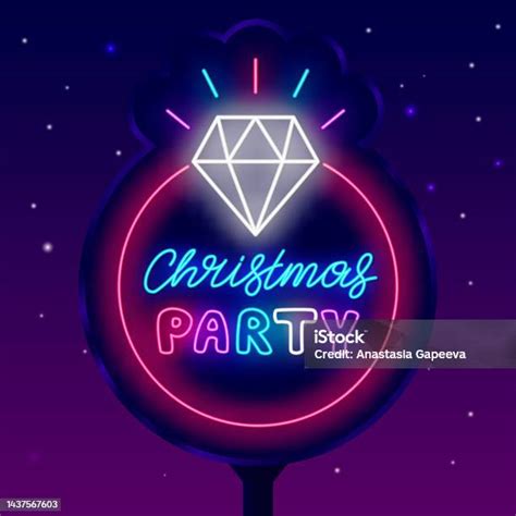 크리스마스 파티 네온 거리 광고판 새해 복 많이 받으세요 간판 밝은 글자 벡터 스톡 일러스트 0명에 대한 스톡 벡터 아트 및 기타 이미지 Istock