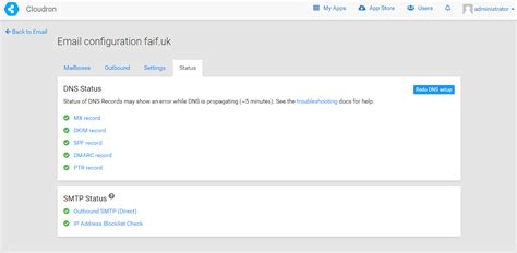 roundcube on cloudron first time usage how to login to email