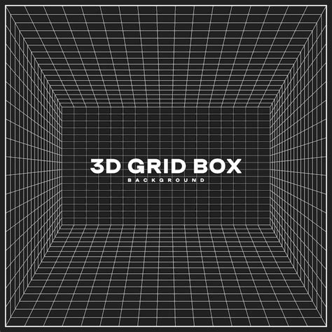 Premium Vector 3d Grid Box Background With White Lines On A Black