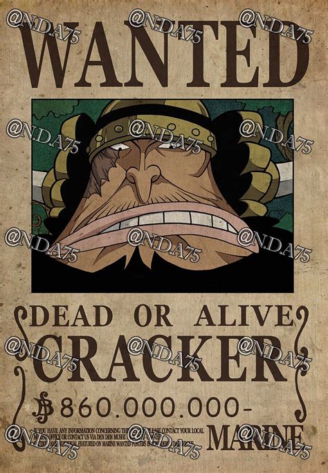 Charlotte Cracker Bounty One Piece Wanted Poster For Sale By One Piece Bounty Poster In