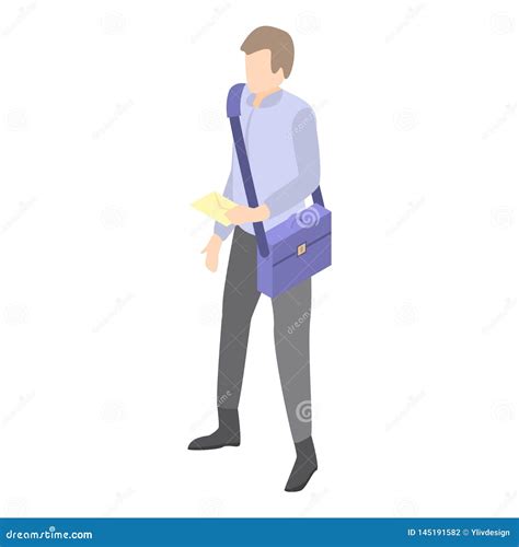 Modern Man Postman Icon Isometric Style Stock Vector Illustration Of Correspondence Modern
