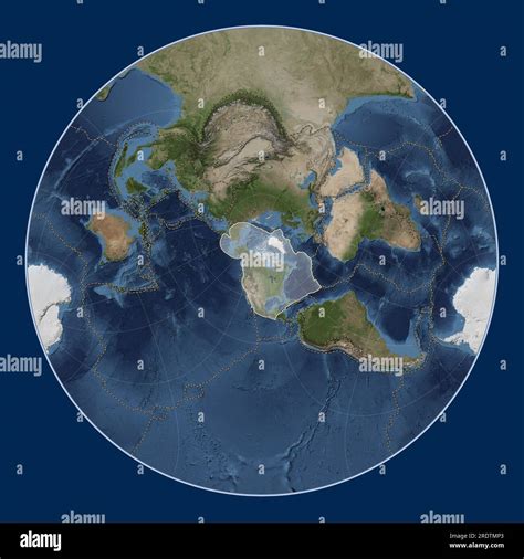 North American Tectonic Plate On The Blue Marble Satellite Map In The Lagrange Oblique