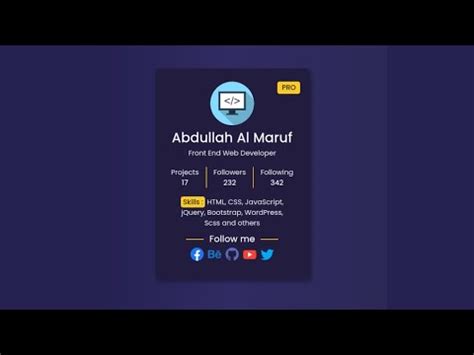 Profile Card Design Using HTML And CSS YouTube