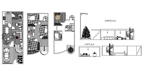 Flooring And Section Detail Drawing Of Villa In Dwg File