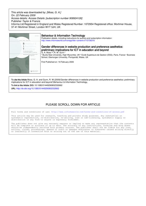 PDF Gender Differences In Website Production And Preference Aesthetics Preliminary