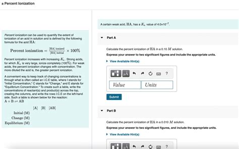 Solved Pm Percent Lonization Percent Ionization Can Be Used