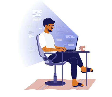 Man Working With Coding Stock Vector Illustration Of Communication