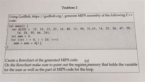 Solved Problem 2 Using Godbolt