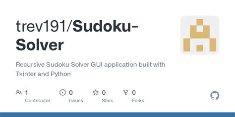 Github Trev191sudoku Solver Recursive Sudoku Solver Gui Application