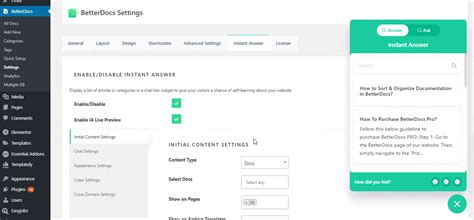 How To Configure Instant Answer In Betterdocs Betterdocs