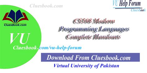 Cs508 Modern Programming Languages Complete Handouts