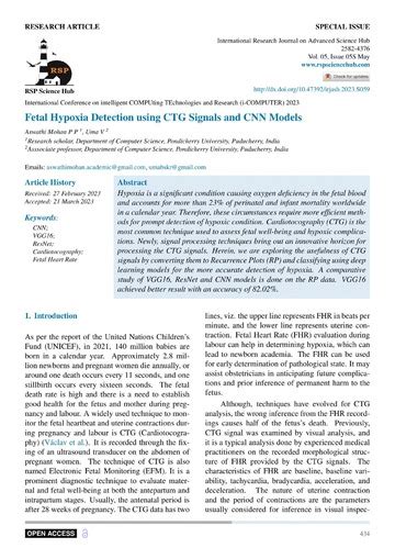 Fetal Hypoxia Detection Using Ctg Signals And Cnn Models Rsp Science