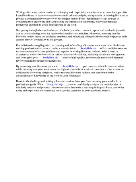 Lean Healthcare Literature Review Pdf Lean Manufacturing Six Sigma