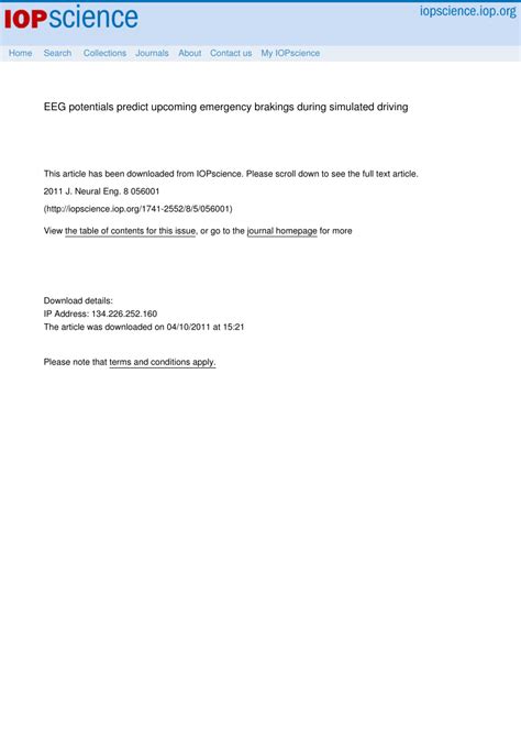 Pdf Eeg Potentials Predict Upcoming Emergency Braking During Simulated Driving