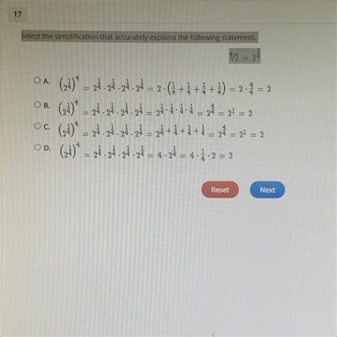 Select The Simplification That Accurately Explains The Following Statement Brainly Com