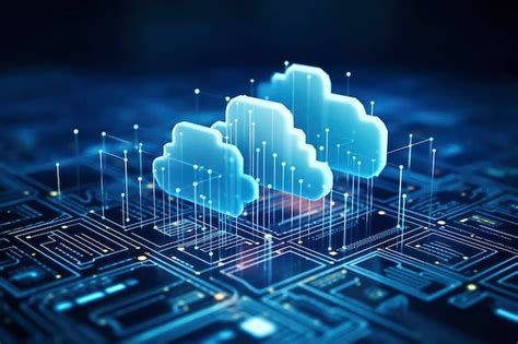 digital representation of cloud computing with circuits and data