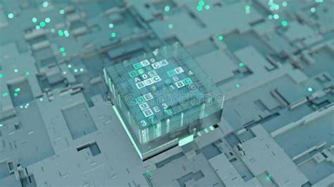 Red Central Processing Unit Is Decoding Data 3d Rendering Illustration