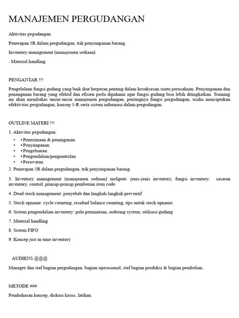 Manajemen Pergudangan Pdf