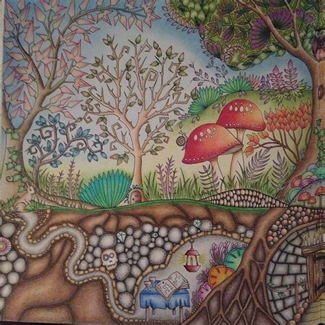 Cute Forest Drawing With Mushrooms And Trees