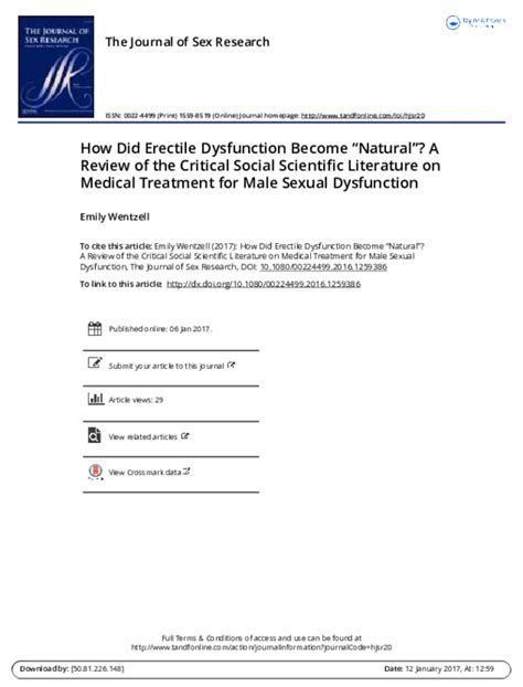 Pdf The Journal Of Sex Research How Did Erectile Dysfunction Become