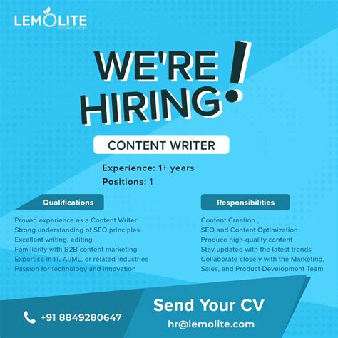 Lemolite Technologies Llp On Linkedin Contentwriter Lemolitejobs