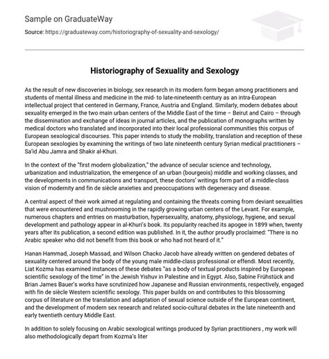 ⇉historiography Of Sexuality And Sexology Essay Example Graduateway