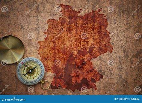 Map Of Germany On A Old Vintage Crack Paper Stock Illustration