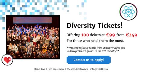 Diversity Tickets At React Live React Live Is Proud To Announce To
