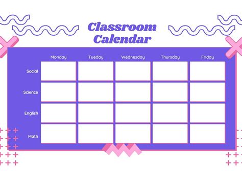 Free Classroom Calendar Template For Effective Lesson Planning