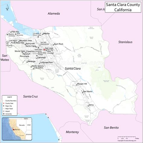 Santa Clara County Map California Usa Cities And Towns In Santa