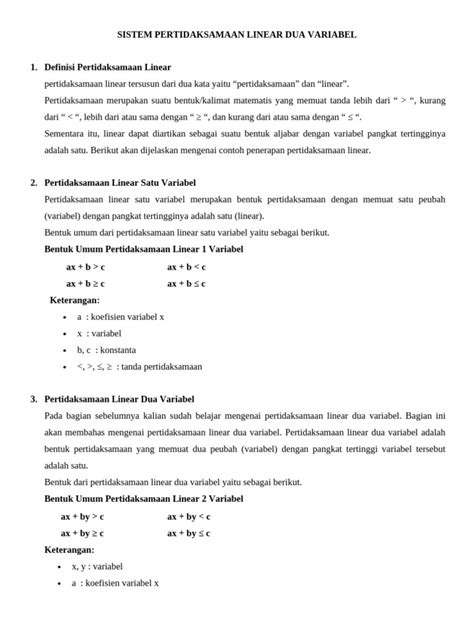 Sistem Pertidaksamaan Linear Dua Variabel Pdf