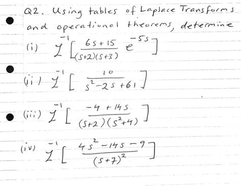 Solved 1 Q2 Using Tables Of Laplace Transforms And