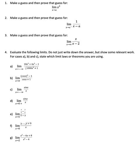 Solved 1 Make A Guess And Then Prove That Guess For Lim X3 Chegg Com