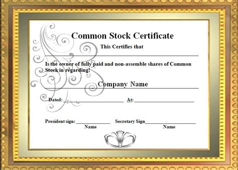 Print Microsoft Word Stock Certificate Template Pdfs Certificate