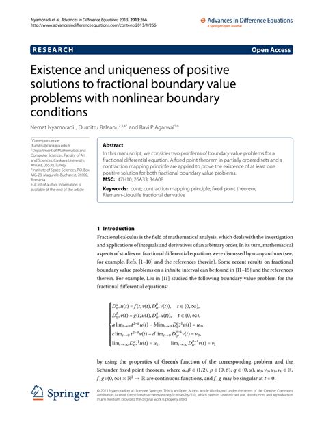 Pdf Existence And Uniqueness Of Positive Solutions To Fractional