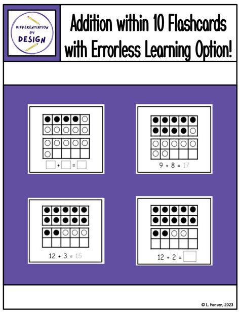 Addition Within 20 Flashcards With Errorless Learning Option En 2024