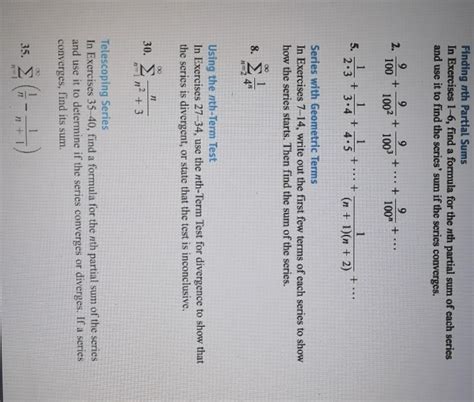 Solved Finding Nth Partial Sums In Exercises 1 6 Find A
