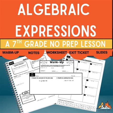 Algebraic Expressions Evaluate Combine Like Terms Notes Self Checking Worksheet