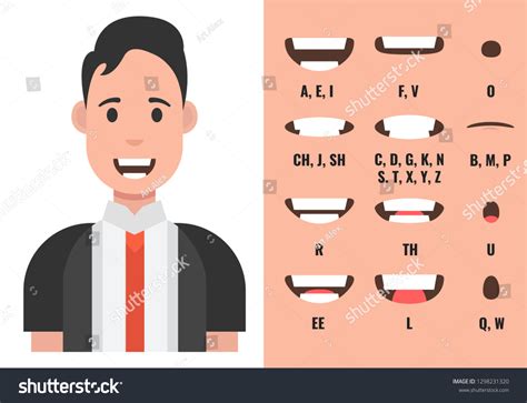 Male Mouth Animation Phoneme Mouth Chart Stock Vector Royalty Free