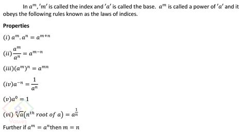 Theory Of Indices Logarithms Logarithm Rules Yawin